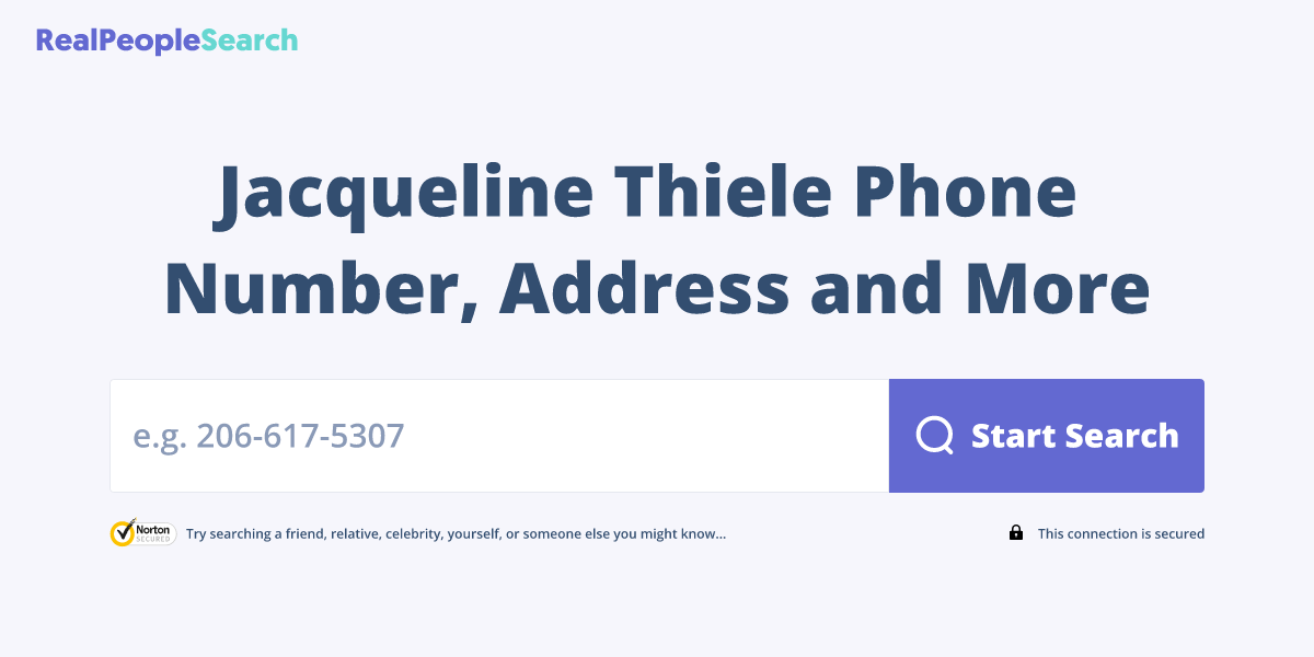 Jacqueline Thiele Phone Number, Address and More｜ RealPeopleSearch
